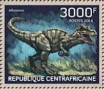 Stamp: Allosaurus (Central African Republic(Dinosaurs - 2014) Mi:CF 4694