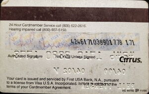 Bank Card: Cash Rewards (First USA Bank, United States of AmericaCol:US ...