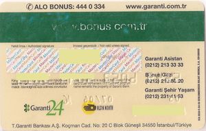 Bank Card: Garanti + Bonus (Garanti Bankası, Türkiye (Turkey)Col:TR-MC ...