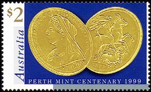 Stamp: Centenary of Perth Mint (AustraliaMi:AU 1824,Sn:AU 1758,Yt:AU ...