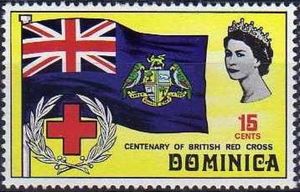 Stamp: Flag and Red Cross (Dominica(Red Cross) Mi:DM 309,Sn:DM 310,Yt ...