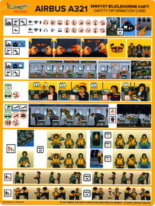 Safety Card: Airbus A321 (Pegasus Airlines, Türkiye (Turkey)Col:PGT-TR-0020