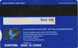 Bank Card: Nordea (Nordea Bank, NorwayCol:NO-VI-0059