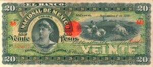 Banknote: 20 Pesos (Mexico(Specialized Issue "El Banco Nacional de ...