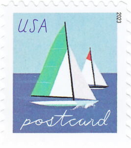 Stamp: Sailboat with Green Sail (United States of America(Sailboats ...