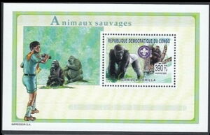 Stamp: Western Gorilla (Gorilla gorilla) and scout (Congo, Democratic ...