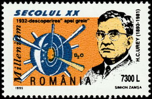 Stamp: H. C. Urey, Discoverer of Heavy Water (Romania(20th Century) Mi ...