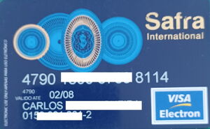 Bank Card: Safra International (Banco Safra, BrazilCol:BR-VE-0037.01