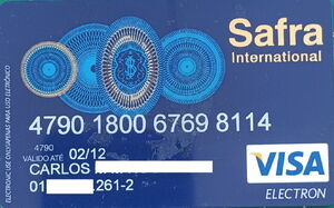 Bank Card: Safra International (Banco Safra, BrazilCol:BR-VE-0037.02