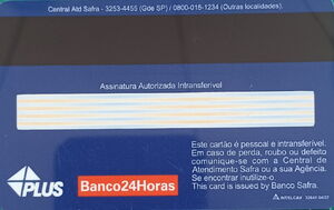 Bank Card: Safra International (Banco Safra, BrazilCol:BR-VE-0037.02