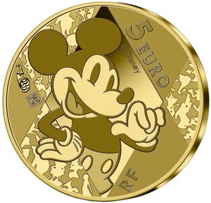 Münze: 5 Euro (Disney 100 - Mickey Mouse and Minnei Mouse) (Frankreich ...