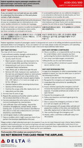Safety Card: A330-200/300 (Delta Air Lines, United States of AmericaCol ...