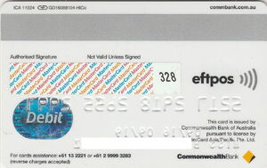 Bank Card: Masercard Debit (Commonwealth Bank, AustraliaCol:AU-MC-0027.02