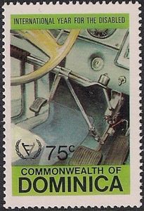 Stamp: Hand Operated Car (Dominica(Year of the Disabled) Mi:DM 750,Sn ...