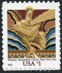 Stamp: Wisdom, Rockefeller Center (United States of AmericaMi:US 3731I ...