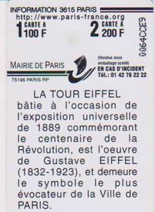 Bilet komunikacyjny: La Tour Eiffel en Nuit 1 (Mairie de Paris, Francja ...