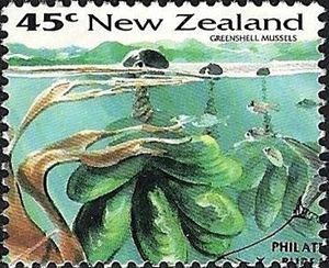 Stamp: Greenshell Mussel (Perna canaliculus) (New Zealand(Marine Life ...