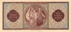 Banknote: 5,000 Kuna (Croatia(1943 Issue) Wor:P-13b