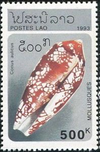 Stamp: Princely Cone (Conus aulicus) (Laos(Shells) Mi:LA 1361,Sn:LA ...
