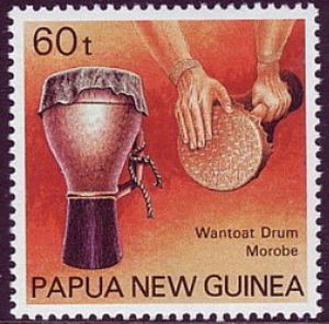 Stamp: Wantoat drum (Papua New Guinea(Musical Instruments) Mi:PG 629,Sn ...