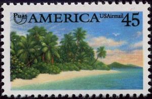 Stamp: Tropical Island Coastline (United States of America(America ...