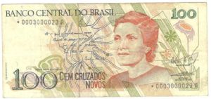 Billete de Banco: 100 Cruzados Novos (Brasil(1989-1990 ND Issue) Wor:P ...
