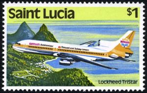 Stamp: Lockheed Tristar (Saint Lucia(Aircraft) Mi:LC 510Y,Sn:LC 512a,Yt ...