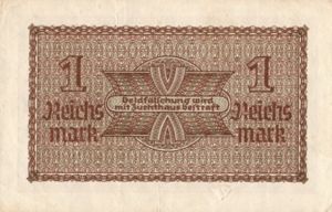 Banknote: 1 Reichsmark (Germany(German Occupied Territories -WWII) Wor ...