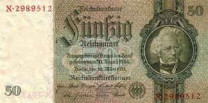 Banknote: 50 Reichsmark (Germany(1929-1936, (1945) Issue ...