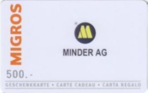 Gift Card: Minder AG (Migros, Switzerland(Migros) Col:CH-MIG-0355-0500-V2