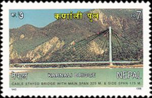 Stamp: Karnali Bridge (NepalMi:NP 614,Sn:NP 584,Yt:NP 583,Sg:NP 624