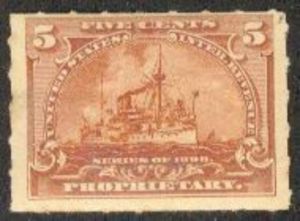 Stamp: Proprietary - Battleship (United States of America: Revenue ...