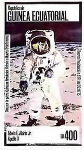 Stamp: Edwin E. Aldrin on the moon (Equatorial Guinea(USA Astronauts ...