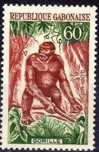 Stamp: Western Gorilla (Gorilla gorilla) (Gabon(Fauna (1964)) Mi:GA 200 ...
