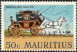 Stamp: Mail Coach 1870 (Mauritius(Centenary of the General Post Office ...