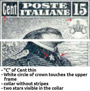 Stamp: King Vittorio Emanuele III (1869-1947) facing right, typo ...