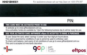 Gift Card: Suncorp (Eftpos cards, Australia(Gift Card Planet) Col:AU-E ...