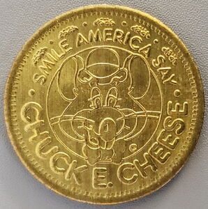 Token: Chuck E Cheese 1987 Brass Token (United States of America(Chuck ...