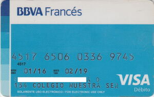 Bank Card: Banco Francés (Banco Francés (BBVA), ArgentinaCol:AR-VI-0203