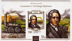 Stamp: Locomotion no. 1 by George Stephenson 190th Anniversary (Niger ...