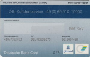 Bank Card: Deutsche Bank (Deutsche Bank, Germany, Federal RepublicCol ...