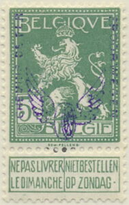 Stamp: Railway Stamp: Winged Wheel in violet overprint (Belgium(Railway ...