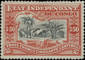 Stamp: Congo Village (Congo, Free State(Landscapes) Mi:CD-FS 24A,Sn:CD ...
