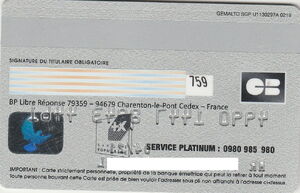 Bank Card: Visa Platinum (Banque Populaire, FranceCol:FR-VI-0179