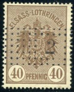 Stamp: Elsass-Lothringen, 40 pfennig (German Realm: Revenue Stamps ...