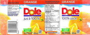 Drink Label: Dole Orange (Pepsico Canada ULc., CanadaCol:CA-JUICE-000001