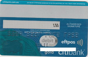 Bank Card: Citibank (CITI Bank, AustraliaCol:AU-MC-0039