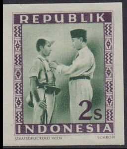 Stamp: President Soekarno Decorates a Soldier (Indonesia(Vienna ...