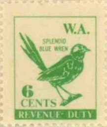 Stamp: Splendid Blue Wren (Western Australia: Revenue Stamps(Revenue ...