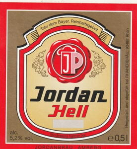 Drink Label: Jordan hell (Jordan Bräu Amberg, Germany, Federal ...